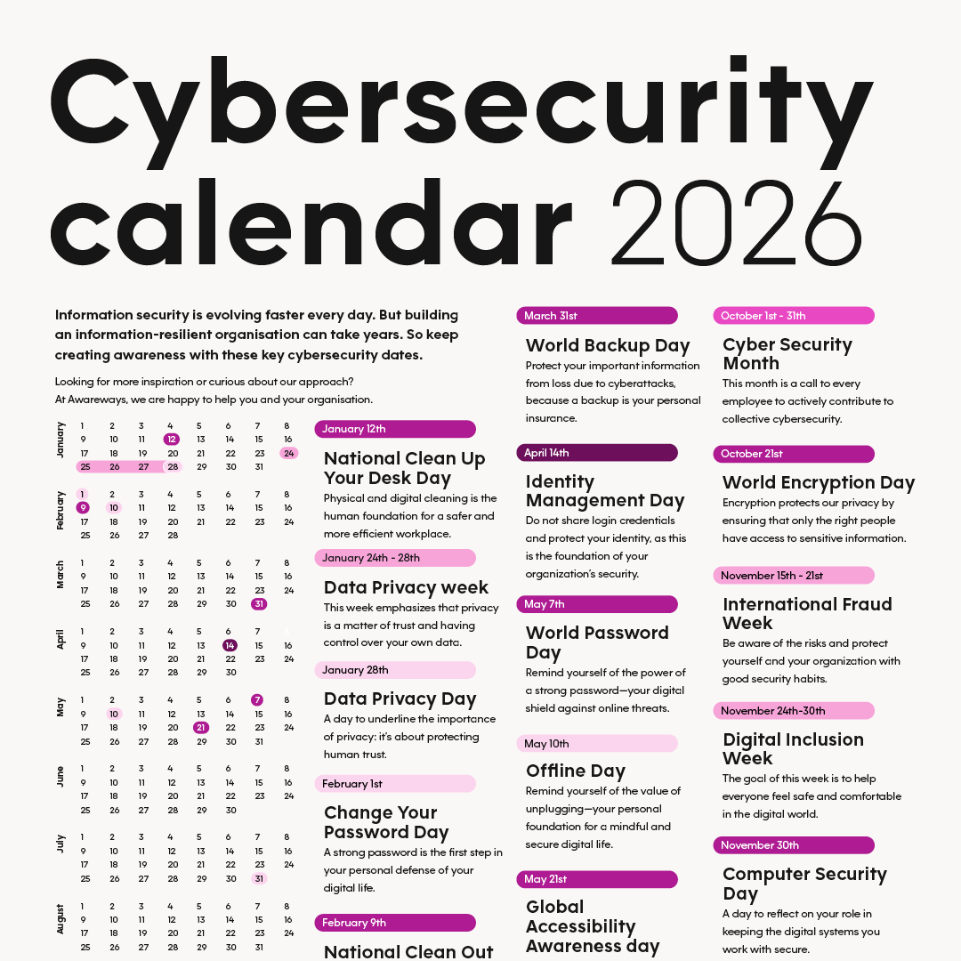 Download the Awareways 2026 Cybersecurity Calendar